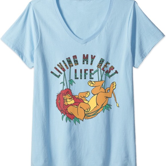 Tops | Disney The Lion King Living My Best Life Simba Text Fill Vneck ...